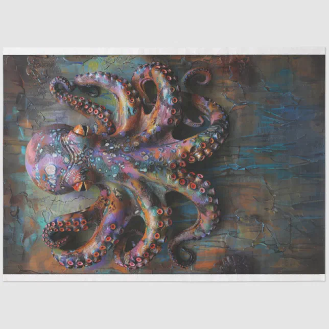 Multicolored Vibrant Octopus Decoupage Tissue Paper | Zazzle