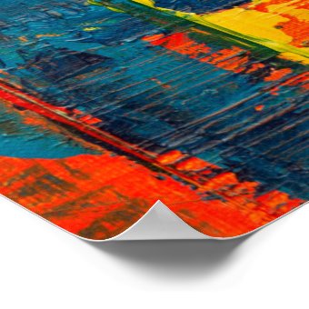 Multicolored Yellow Abstract Acrylic Painting Poster | Zazzle