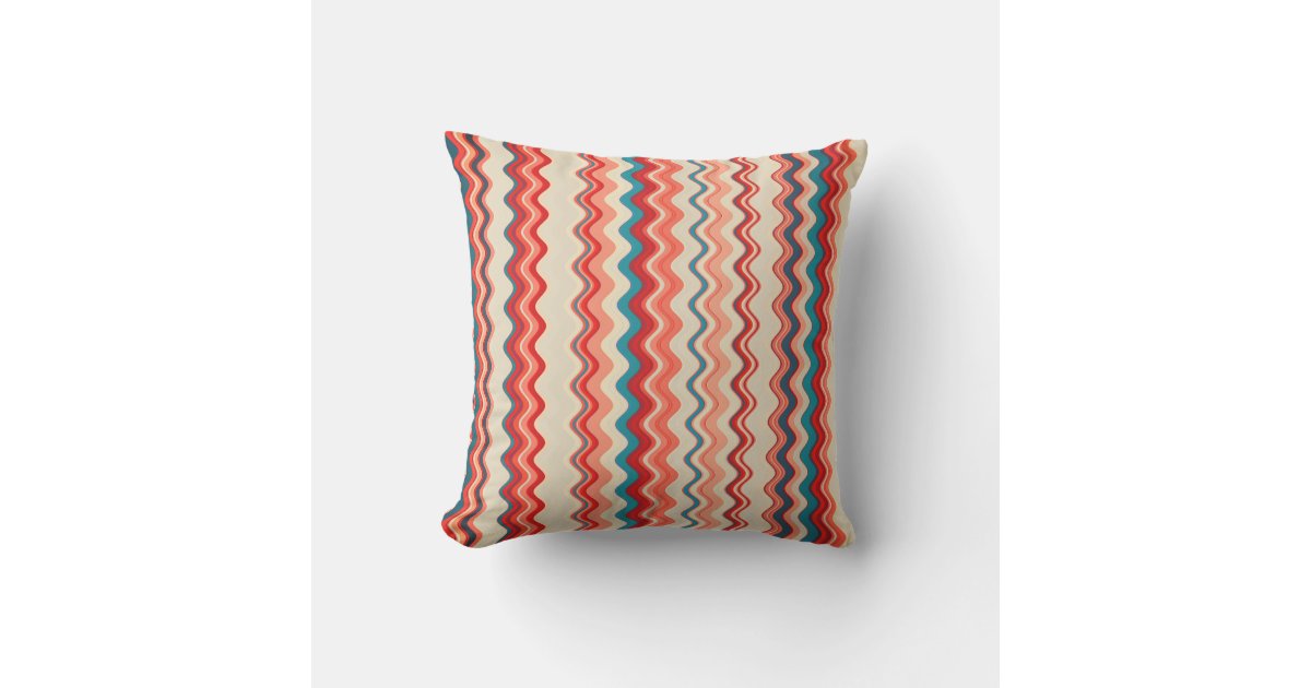 Multicoloured Wavy Pattern Outdoor Pillow | Zazzle