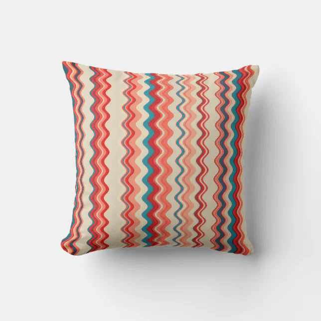 Multicoloured Wavy Pattern Outdoor Pillow | Zazzle