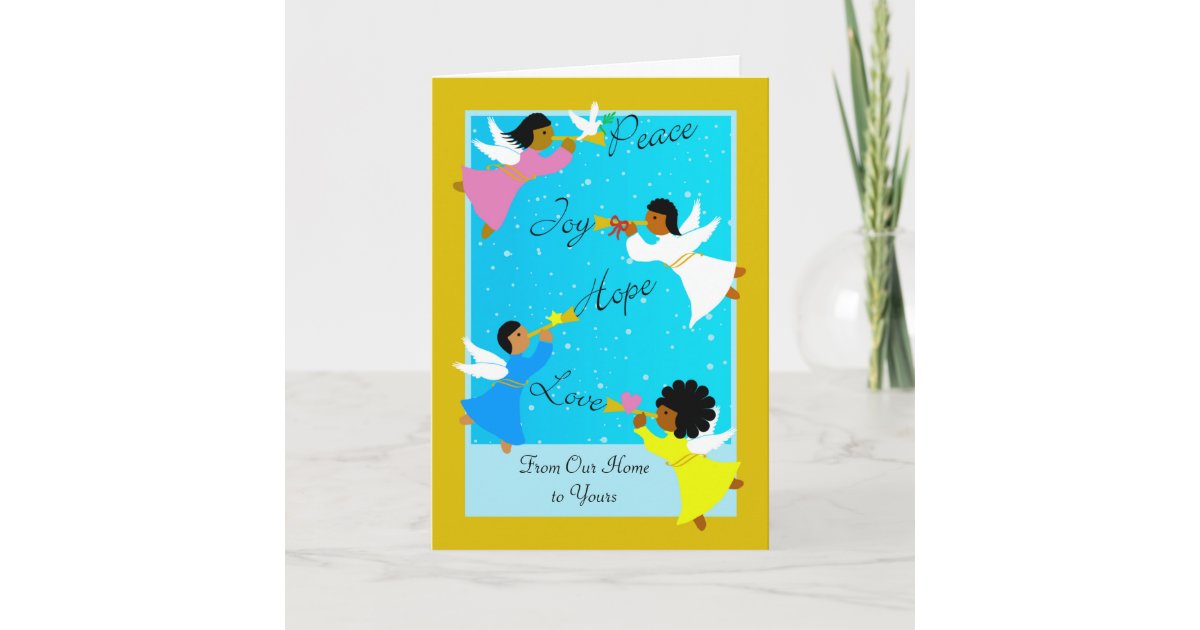 Multicultural Angels Christmas from Our Home Card | Zazzle