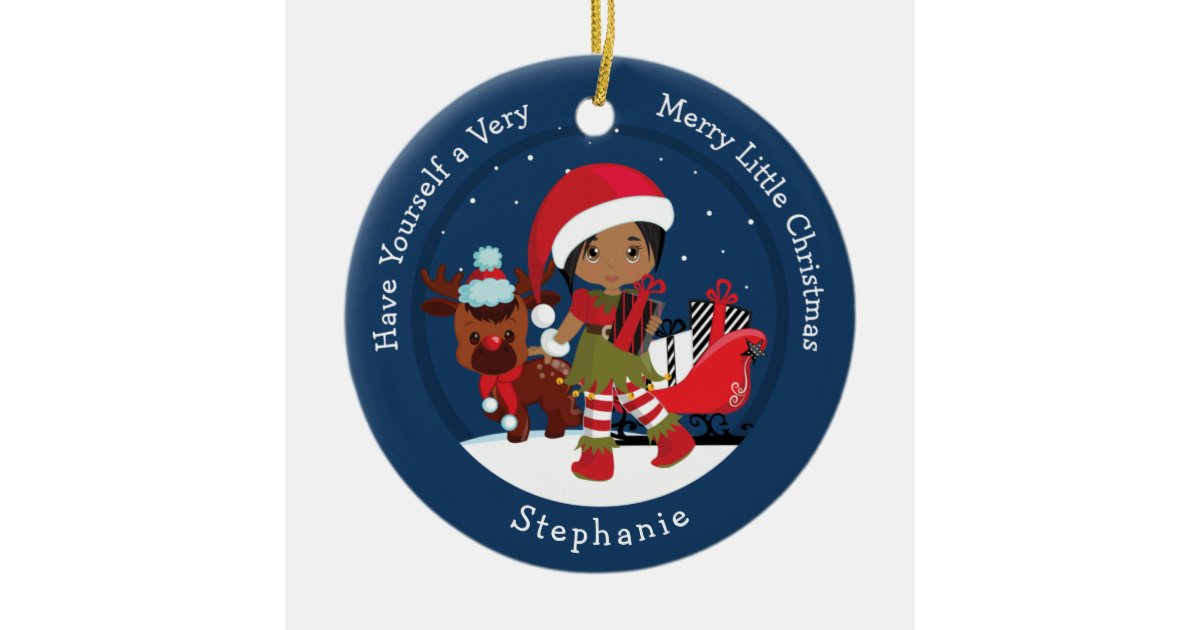 Multicultural Girl Elf Ceramic Ornament | Zazzle