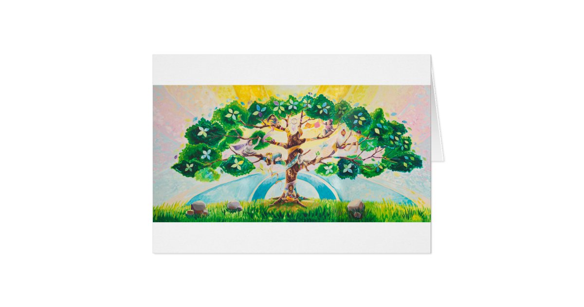 Multicultural Tree of Life - Summer | Blank Card | Zazzle