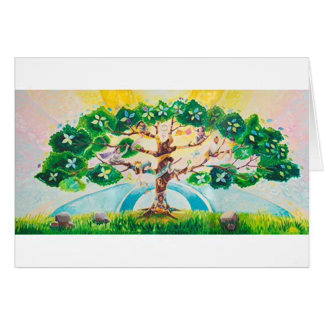 Multicultural Tree of Life - Summer | Blank Card | Zazzle