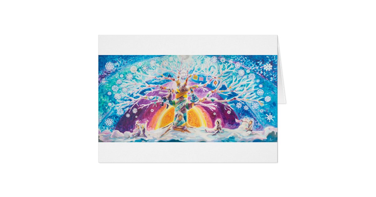 Multicultural Tree of Life - Winter | Blank Card | Zazzle
