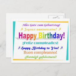 Multilingual Birthday Postcard | Zazzle