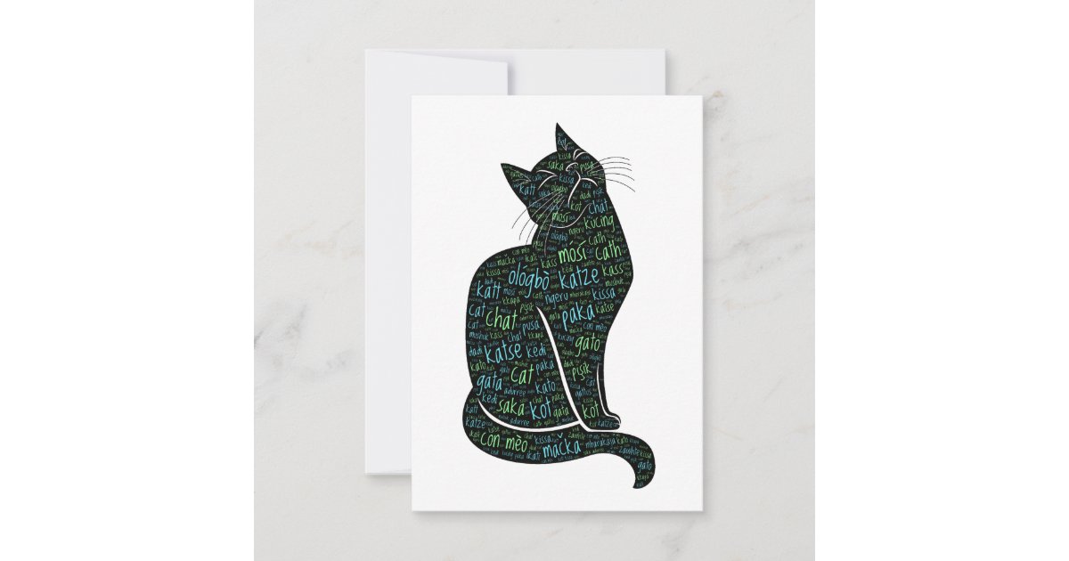 Multilingual Cat Note Cards | Zazzle