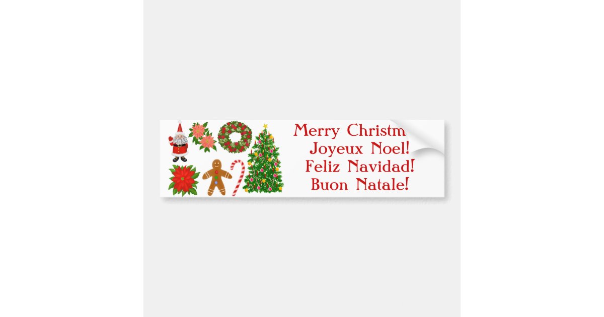 Multilingual Christmas Bumper Sticker | Zazzle