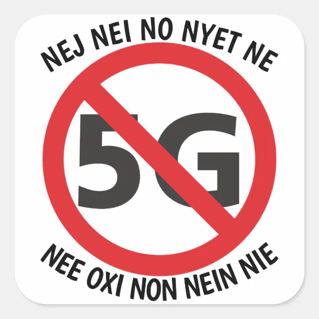 Multilingual No to 5G sticker | Zazzle