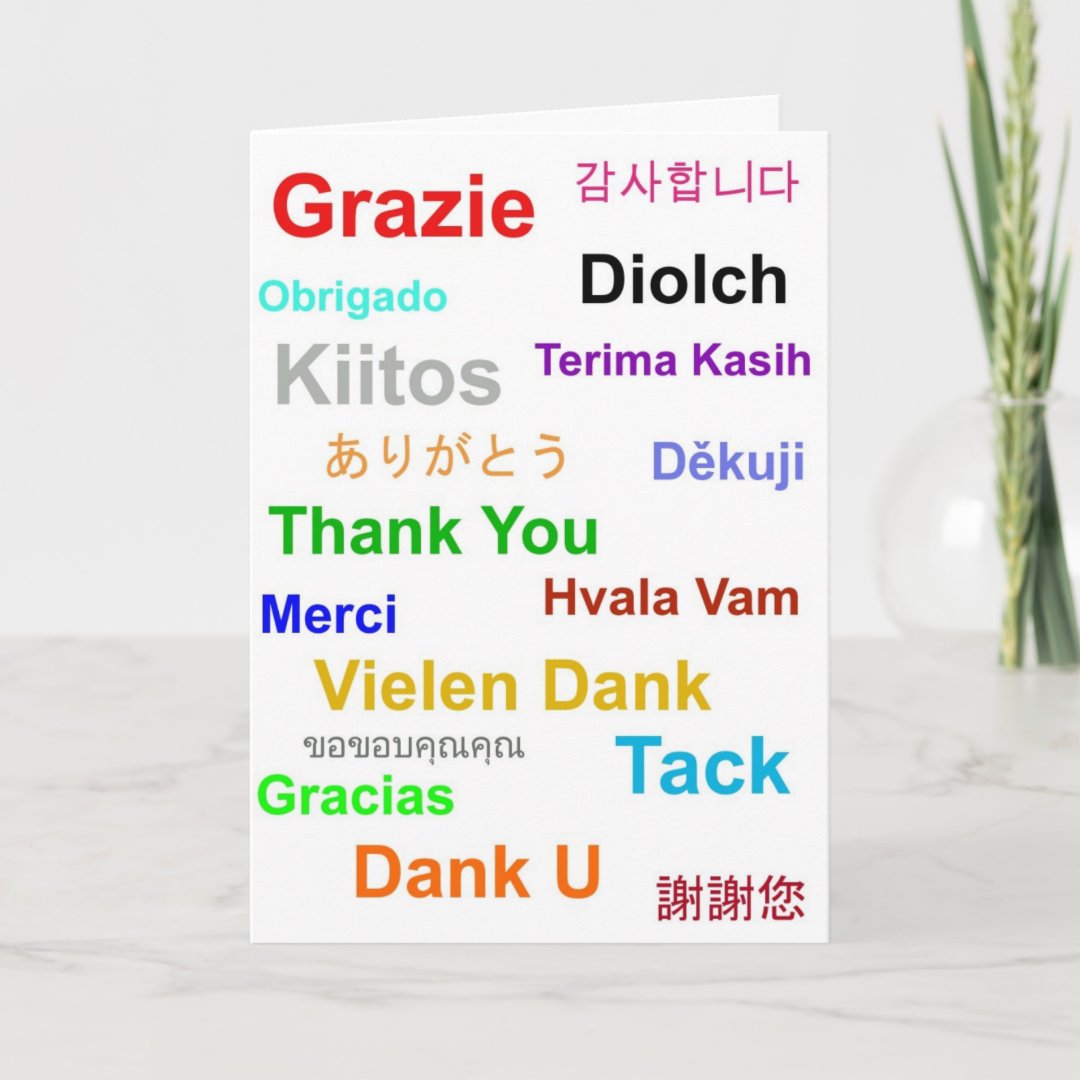 Multilingual Thank You card | Zazzle