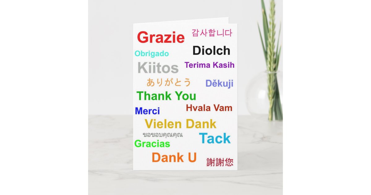 Multilingual Thank You card | Zazzle