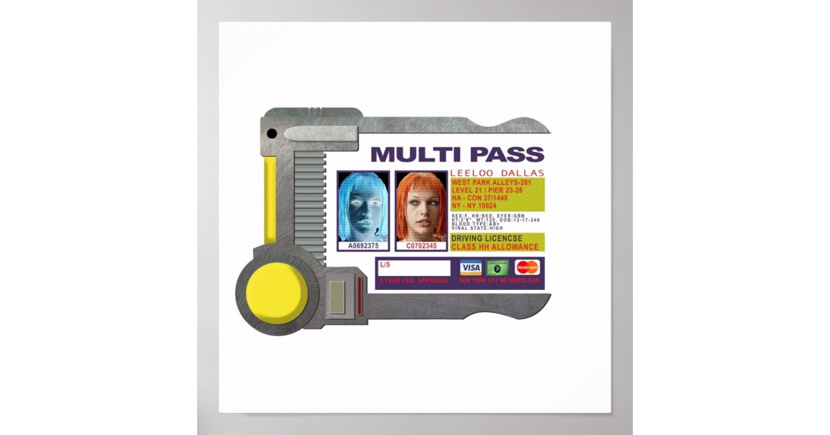 Multipass Inspired By The Fifth Element Poster Zazzle