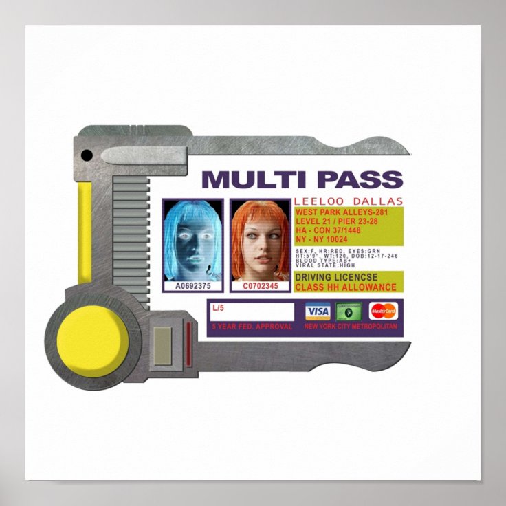 Multipass Inspired by The Fifth Element Poster | Zazzle