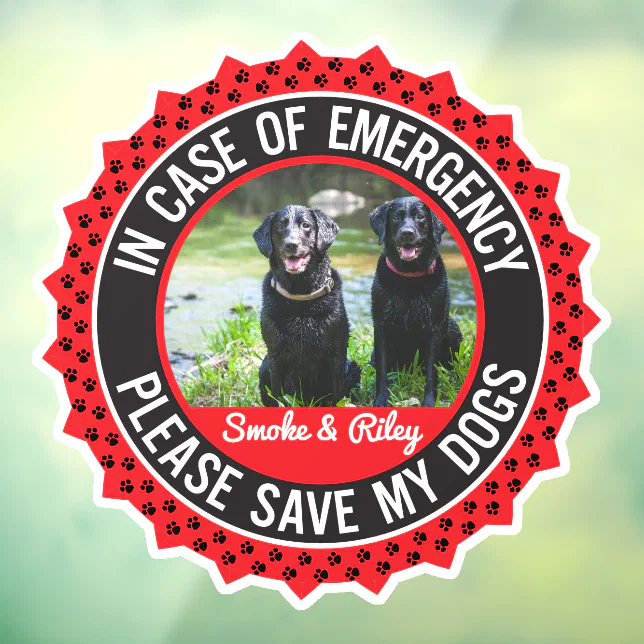 Multiple Dogs Safety Alert Custom First Responder Window Cling | Zazzle