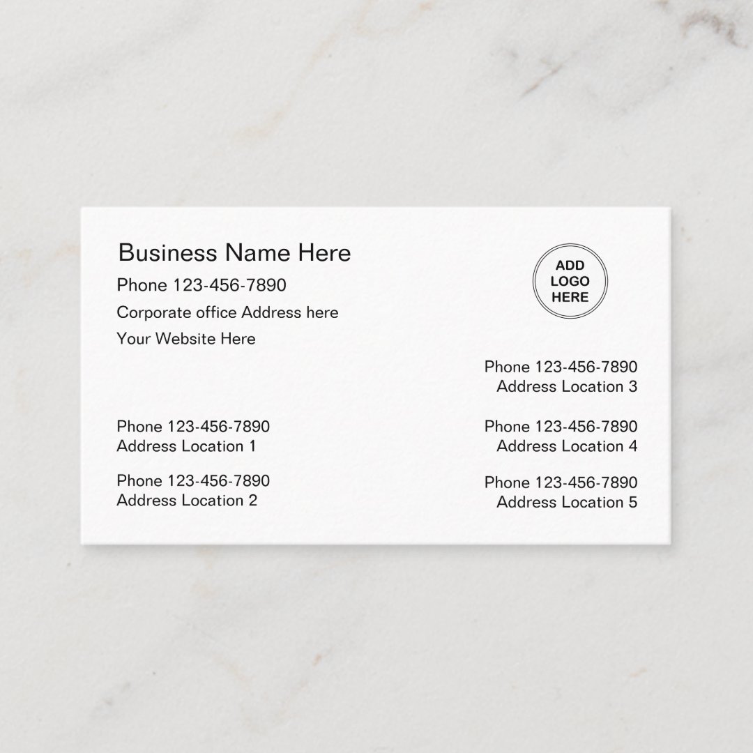 Multiple Location Business Cards Logo Template | Zazzle
