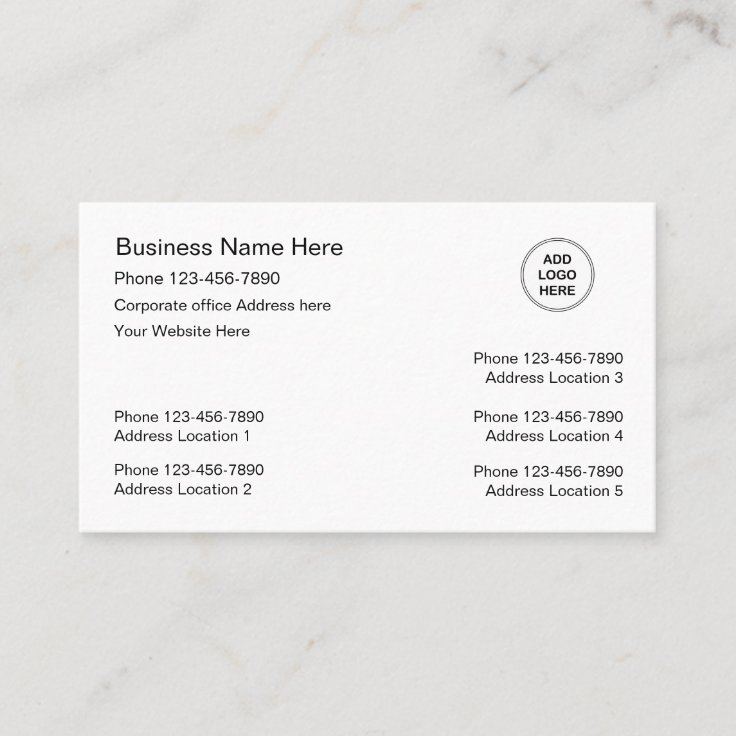Multiple Location Business Cards Logo Template | Zazzle