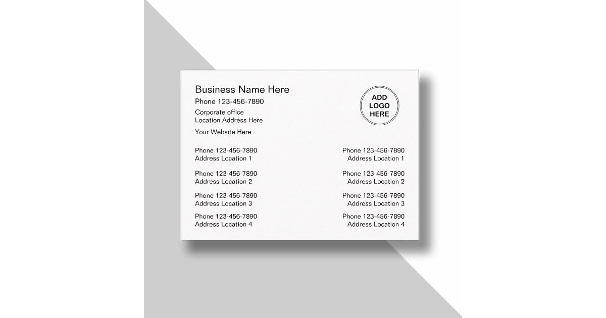 Multiple Location Business Cards Logo Template | Zazzle