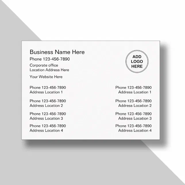 Multiple Location Business Cards Logo Template | Zazzle