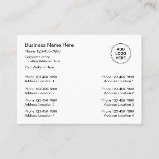 Multiple Location Business Cards Logo Template | Zazzle