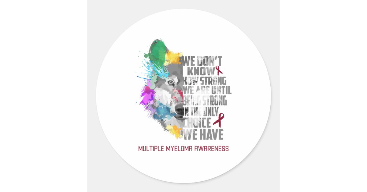 Multiple Myeloma Awareness Ribbon Support Gifts Classic Round Sticker ...