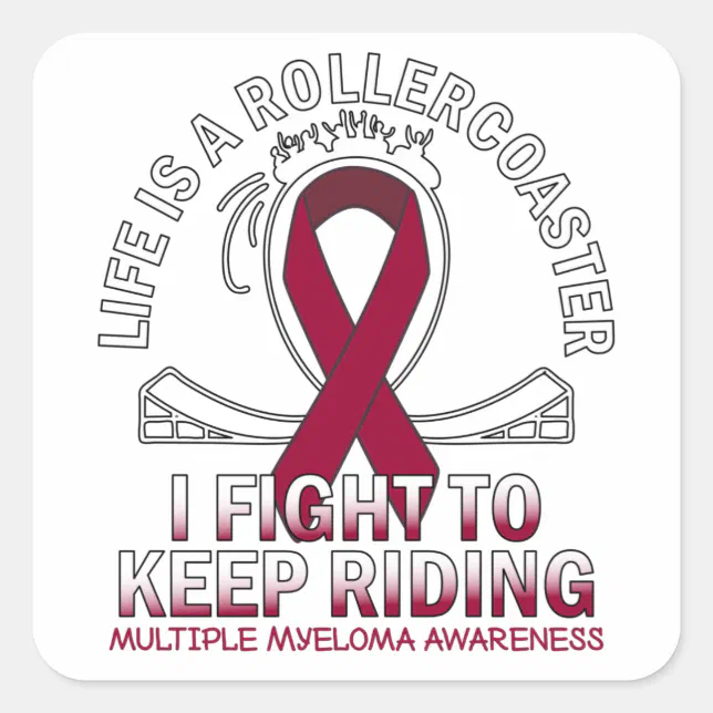 Multiple Myeloma cancer awareness burgundy ribbon Square Sticker | Zazzle