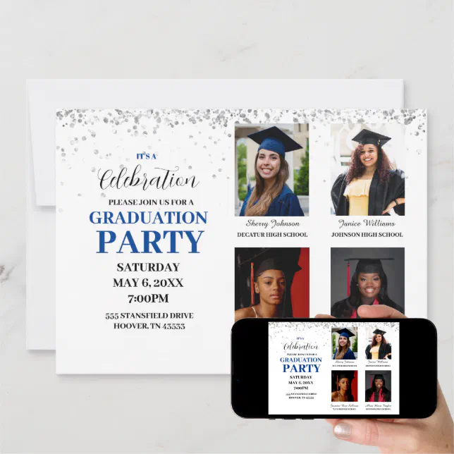 Multiple Photo Graduation Party Invitation | Zazzle