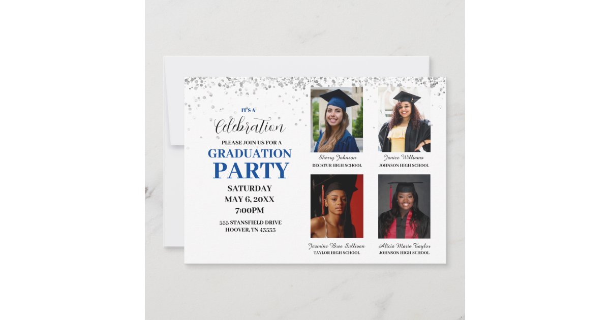 Multiple Photo Graduation Party Invitation | Zazzle