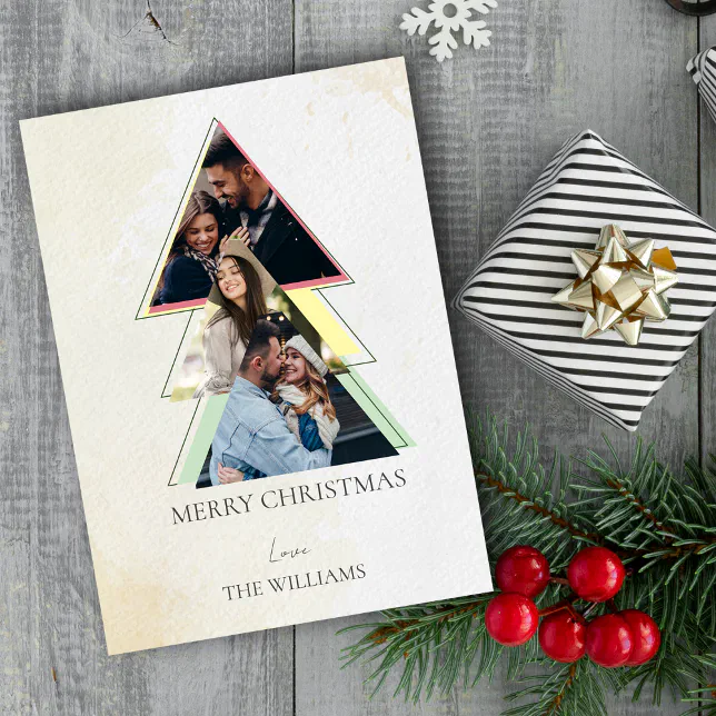 Multiple Photo Tree Merry Christmas Holiday Card | Zazzle