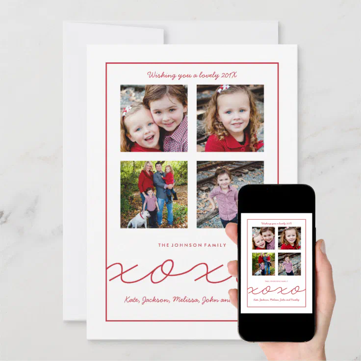 Multiple Photo Valentine's Day Family Holiday Card | Zazzle