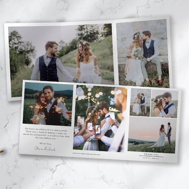 Multiple Photo Wedding Thank You Card | Zazzle