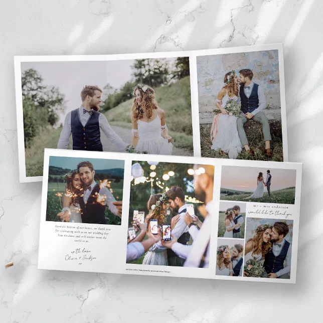 Multiple Photo Wedding Thank You Card | Zazzle
