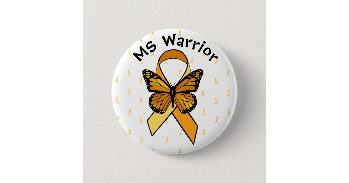 Multiple Sclerosis Awareness Butterfly Button | Zazzle
