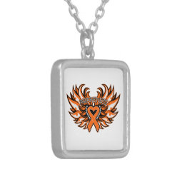 Multiple Sclerosis Awareness Heart Wings Silver Plated Necklace | Zazzle
