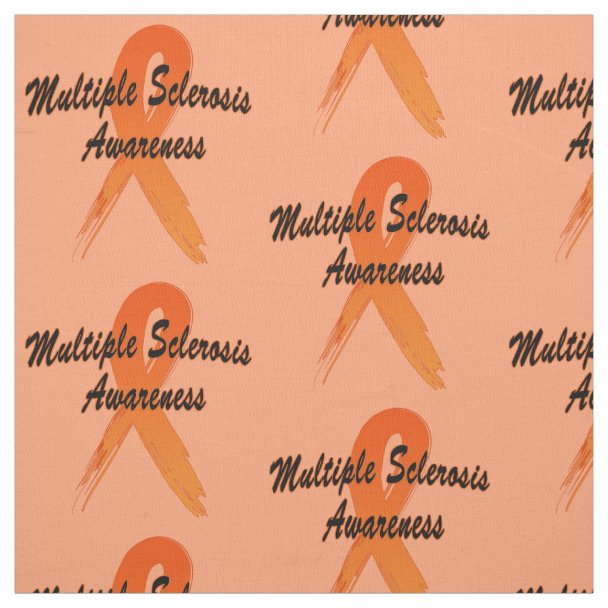 Multiple Sclerosis Awareness Ribbon with Heart Fabric | Zazzle