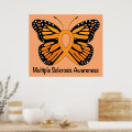 Multiple Sclerosis Awareness Ribbon with Butterfly Poster | Zazzle