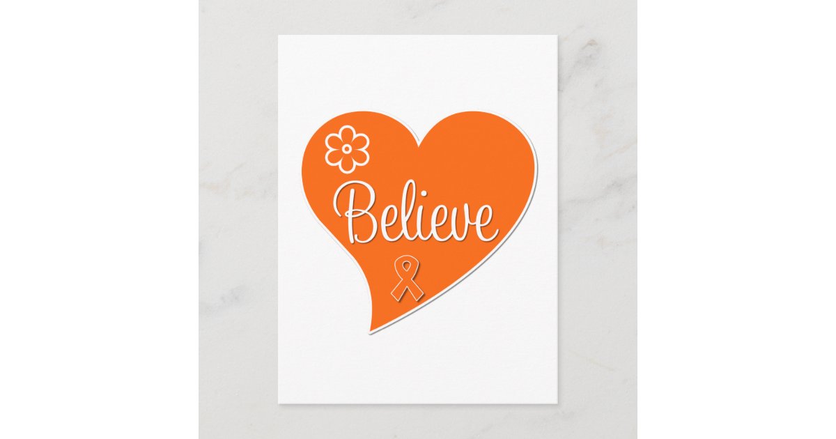 Multiple Sclerosis Believe Heart Postcard | Zazzle