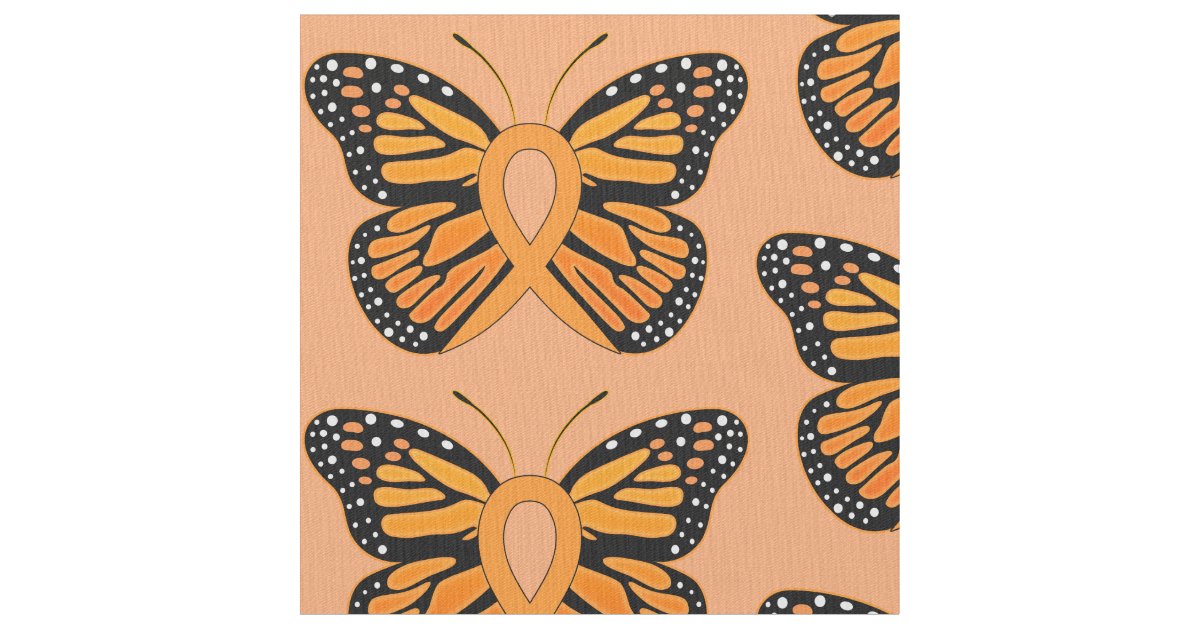 Multiple Sclerosis Butterfly Awareness Ribbon Fabric | Zazzle