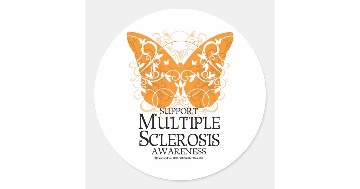 Multiple Sclerosis Butterfly Classic Round Sticker | Zazzle