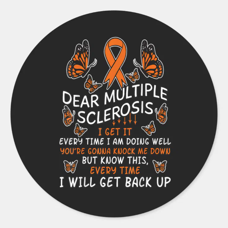 Multiple Sclerosis Butterfly Ribbon World Ms Day Classic Round Sticker ...