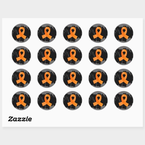 Multiple Sclerosis Orange Ribbon With Scribble Classic Round Sticker ...
