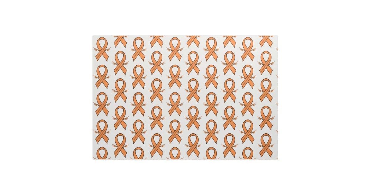 Multiple Sclerosis Ribbon with Angel Wings Fabric | Zazzle