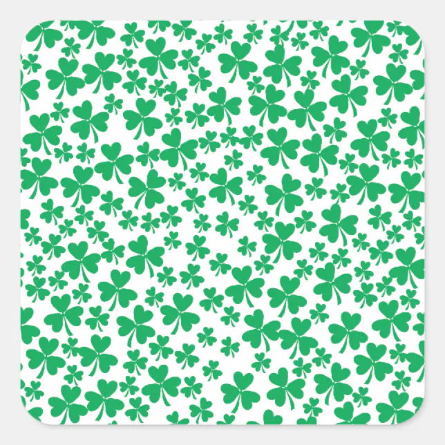 Multiple Shamrocks Square Sticker | Zazzle