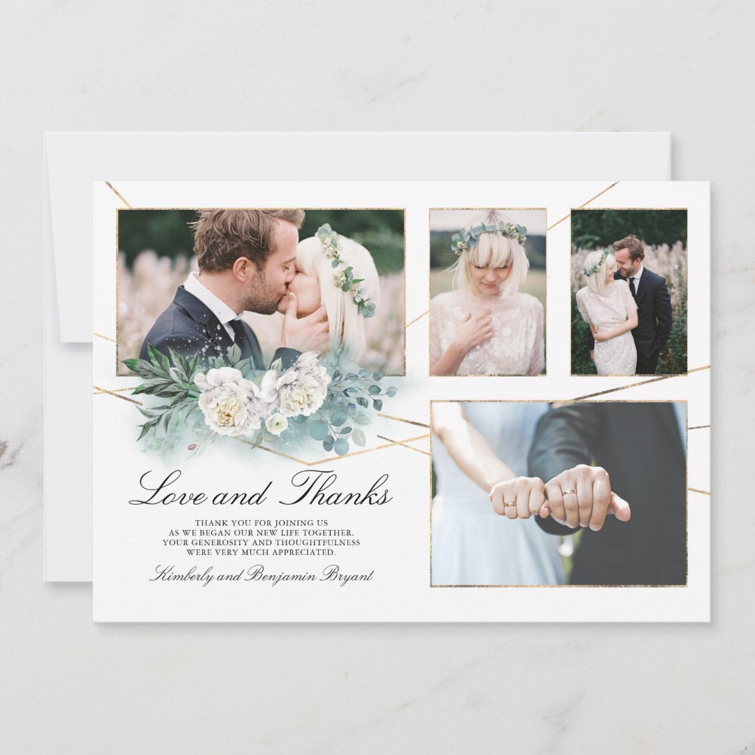 Multiple Wedding Photos Love and Thanks Photo Invitation | Zazzle