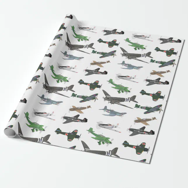 Multiple WW2 Airplanes Pattern Wrapping Paper | Zazzle