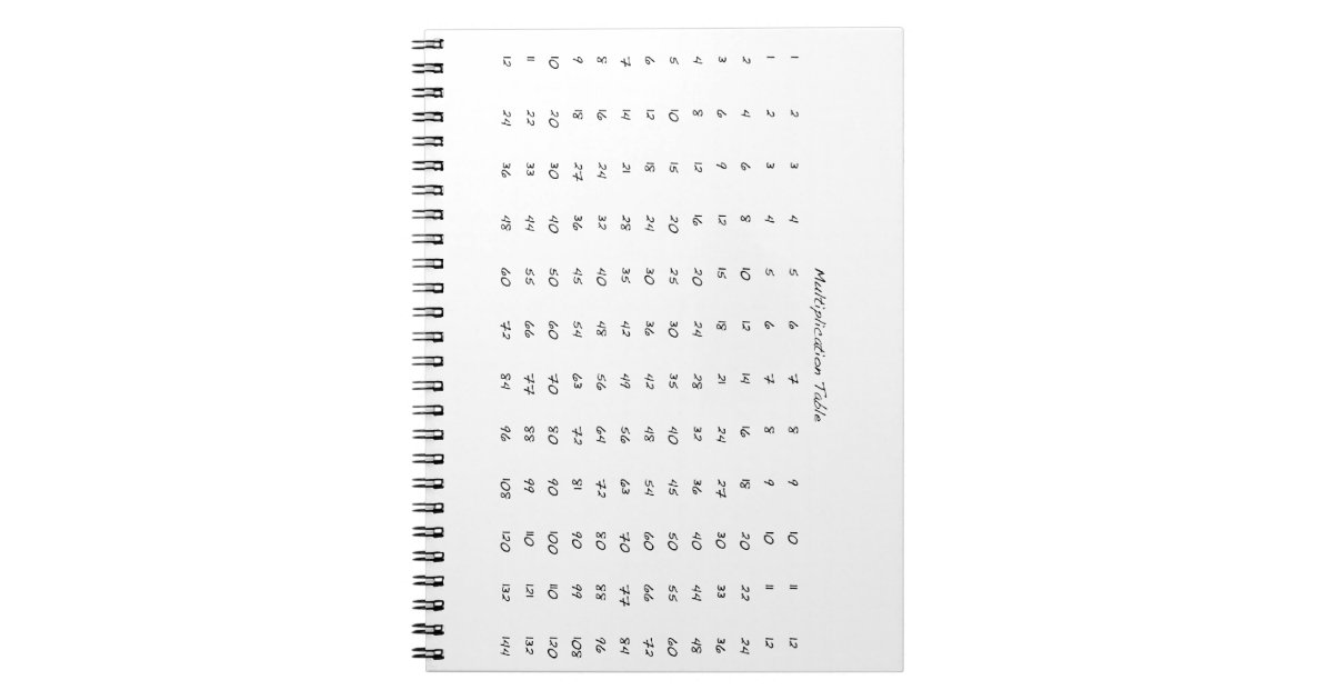 Multiplication Table Notebook | Zazzle