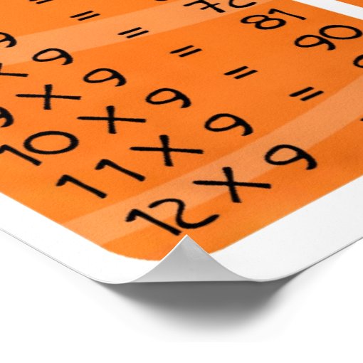 Multiplication times table - orange poster print | Zazzle