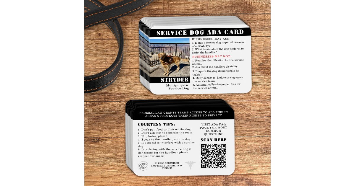 Multipurpose Service Dog Card Photo ID with Name | Zazzle