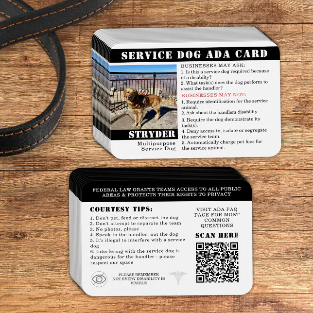 Multipurpose Service Dog Card Photo ID with Name | Zazzle
