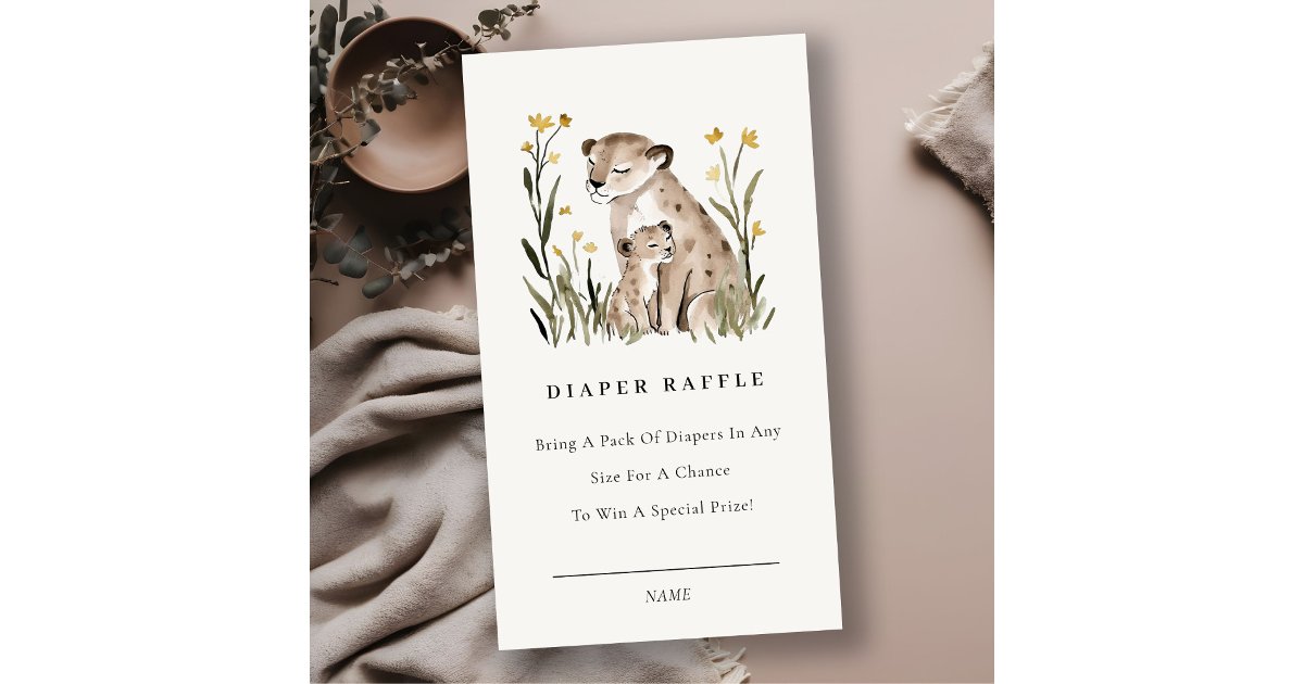 Mum Baby Tiger Foliage Diaper Raffle Baby Shower Enclosure Card | Zazzle