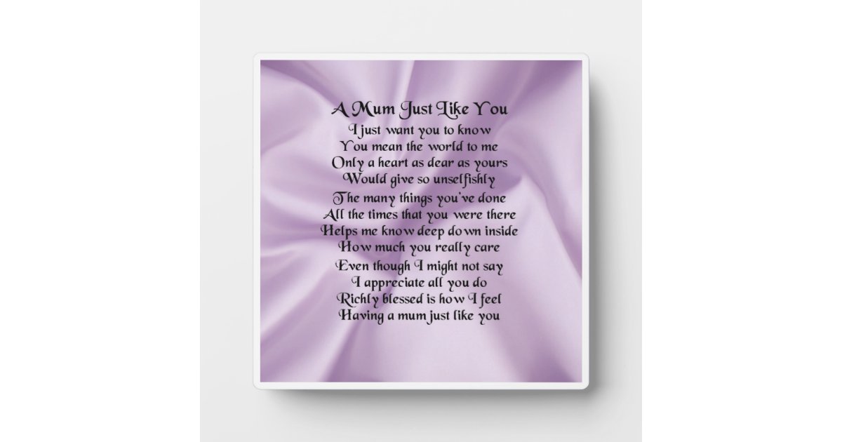 Mum Poem Plaque - Lilac | Zazzle